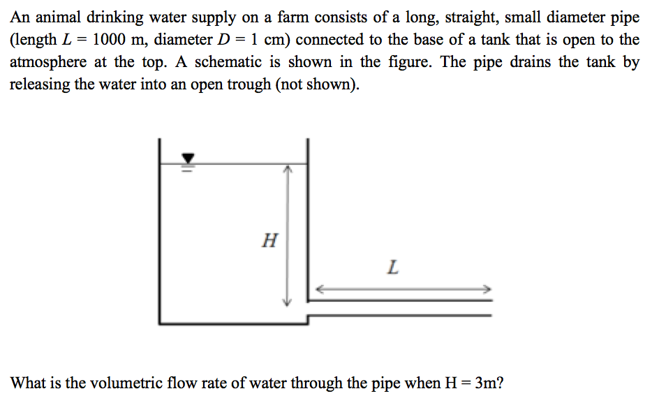 Solved An animal drinking water supply on a farm consists of | Chegg.com