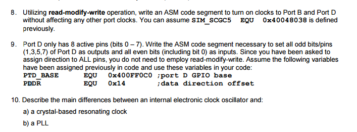 Utilizing read-modify-write operation, write an ASM | Chegg.com