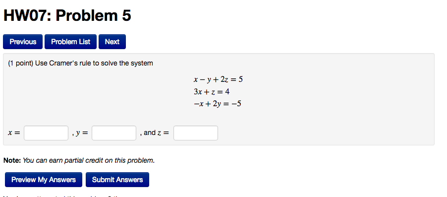 Solved Use Cramer's rule to solve the system x - y + 2 = 5 | Chegg.com