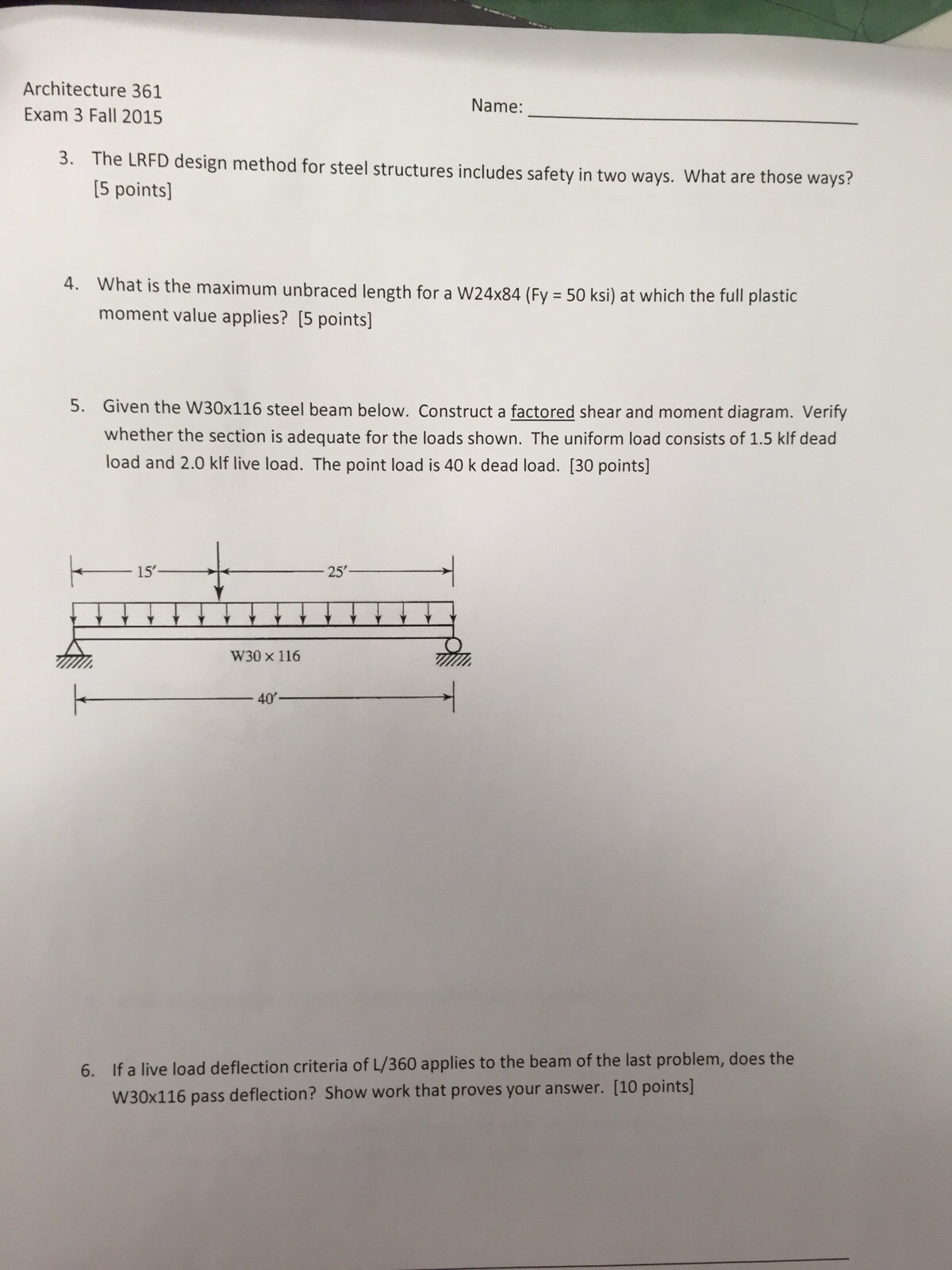 3. The LRFD design method for steel structures | Chegg.com