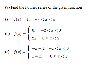 Solved (7) Find the Fourier series of the given function (a) | Chegg.com