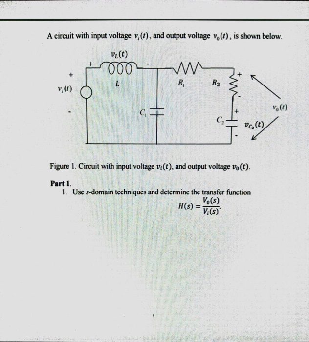 Solved A circuit with input voltage v_i(t), and output | Chegg.com