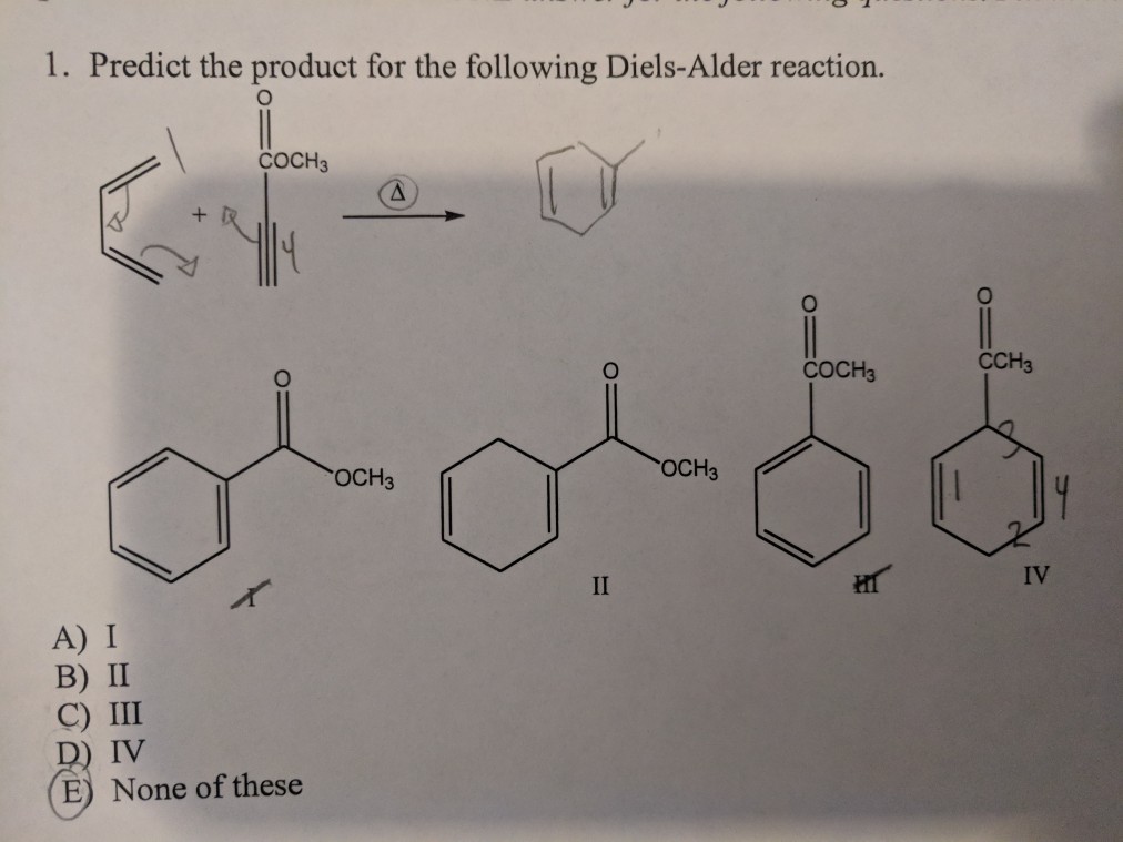 Solved 1. Predict the product for the following Diels-Alder | Chegg.com
