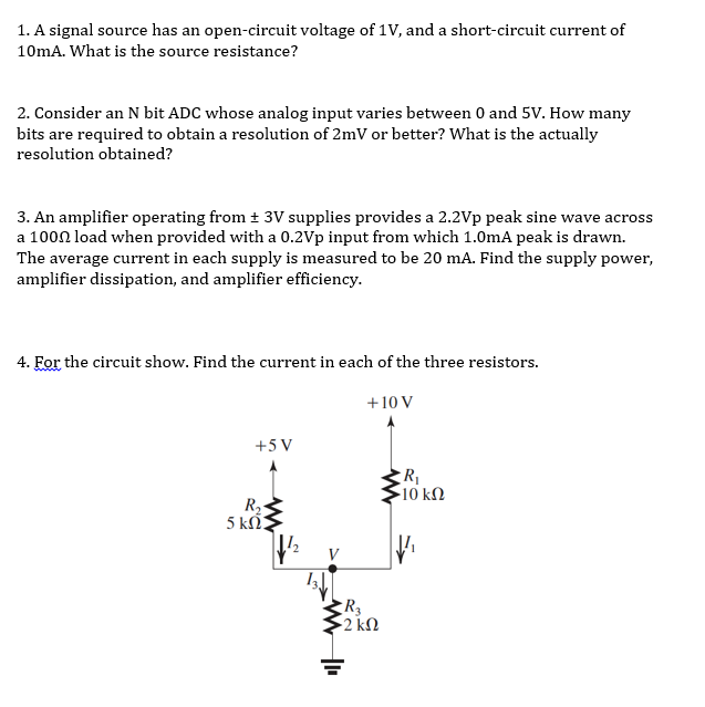 Solved A Signal Source Has An Open Circuit Voltage Of 1v