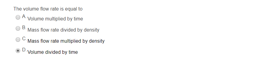 Solved The volume flow rate is equal to OA Volume multiplied | Chegg.com