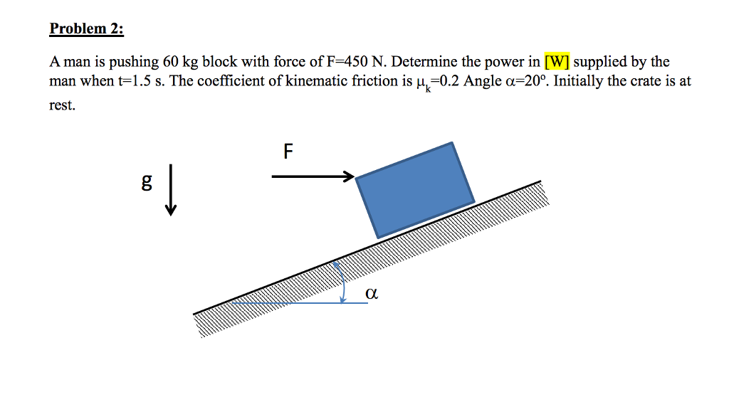 Solved A man is pushing 60 kg block with force of F=450 N. | Chegg.com