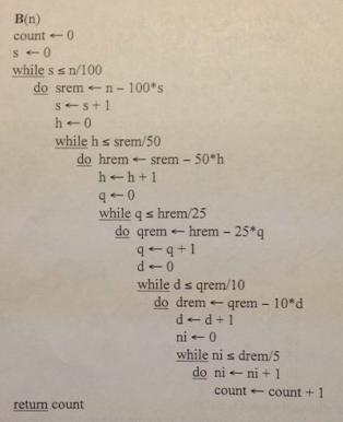 ?Change problem: to compute the number of ways that | Chegg.com