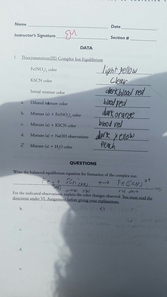 Solved Name Date Instructor's Signature Section # DATA ul | Chegg.com