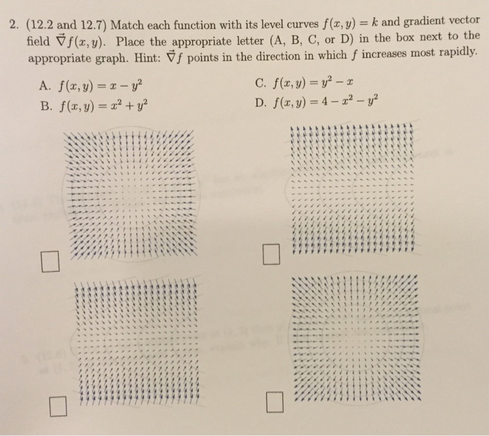Solved Match each function with its level curves f(x, y) = k | Chegg.com