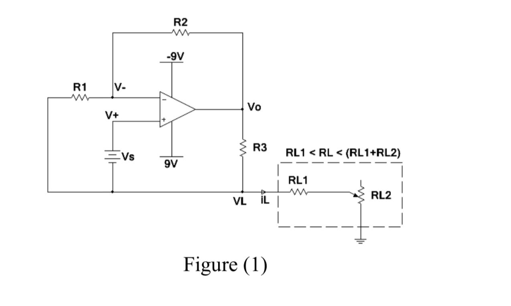 Solved R2 .9V R1 Vo V+ RL1 RL2 VL IL Figure (1) | Chegg.com