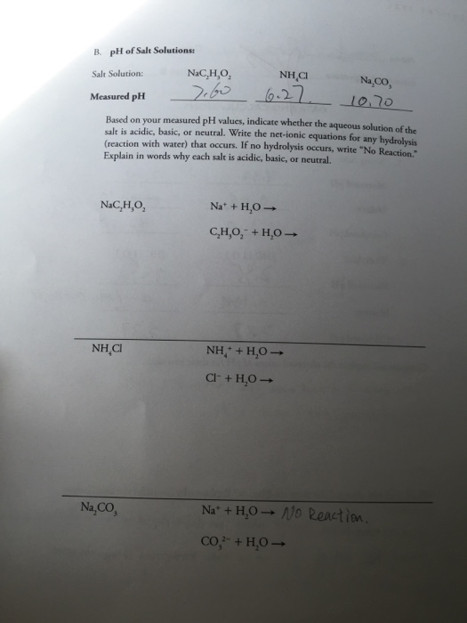 Solved Based on your measured pH values, indicate whether | Chegg.com