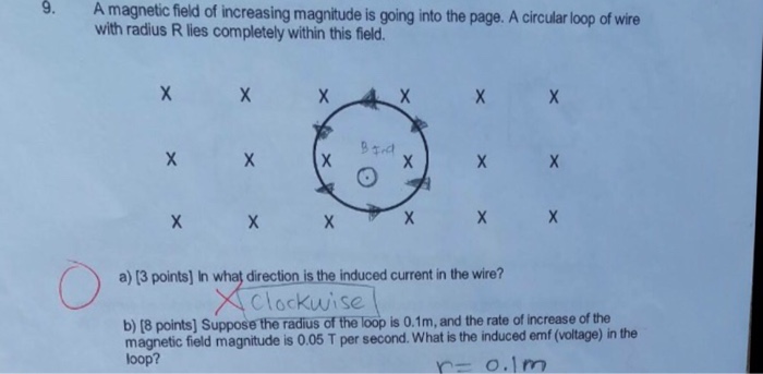 Solved A magnetic field of increasing magnitude is going | Chegg.com