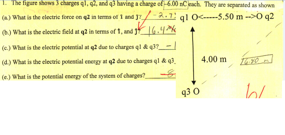 Solved The figure shows 3 charges q1, q2, and q3 having a | Chegg.com