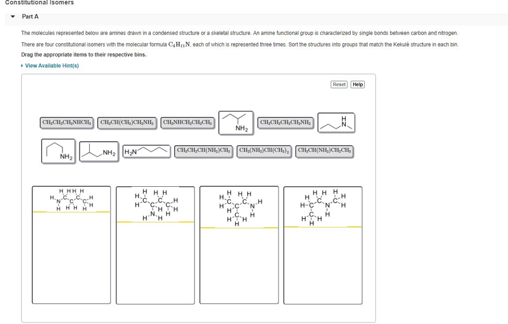 Solved: Constitutional Isomers -Part A The Molecules Repre... | Chegg.com