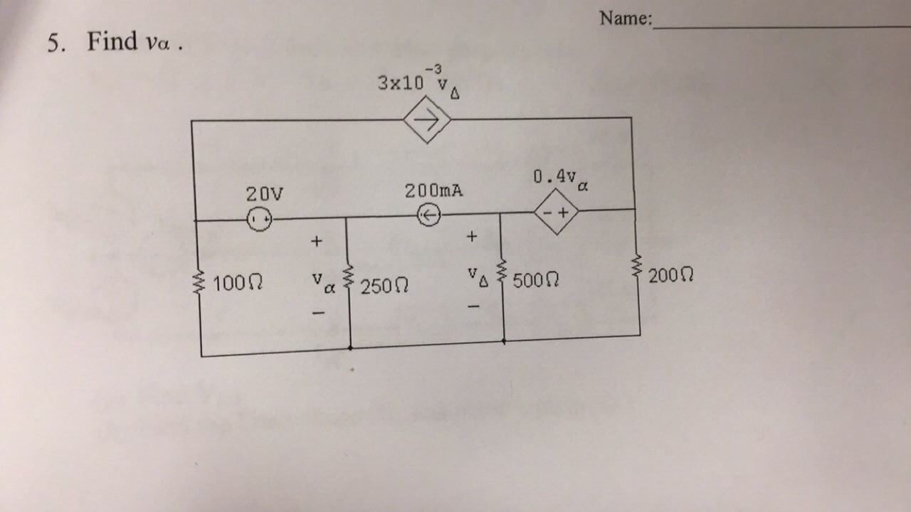 Solved Find Va using mesh if possible. Please show all work | Chegg.com