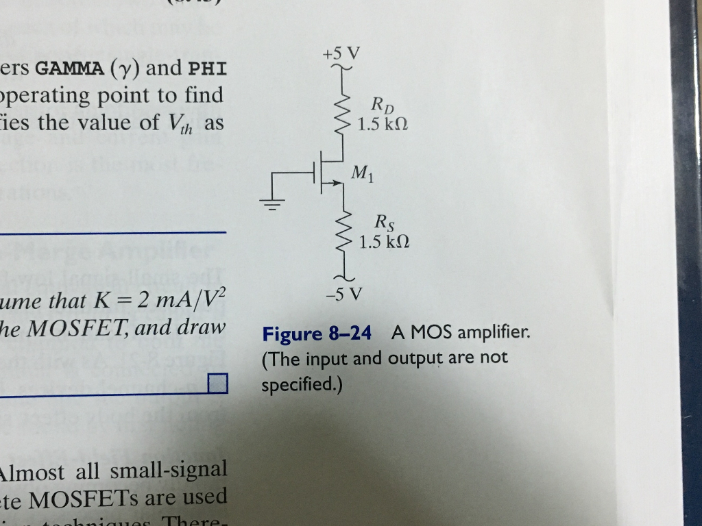 Solved Exercise 8.3 1.5 km Consider the Mos amplifier shown | Chegg.com