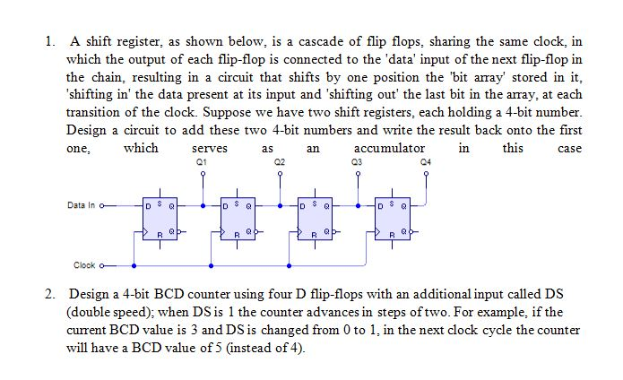 Solved 1. A shift register, as shown below, is a cascade of | Chegg.com