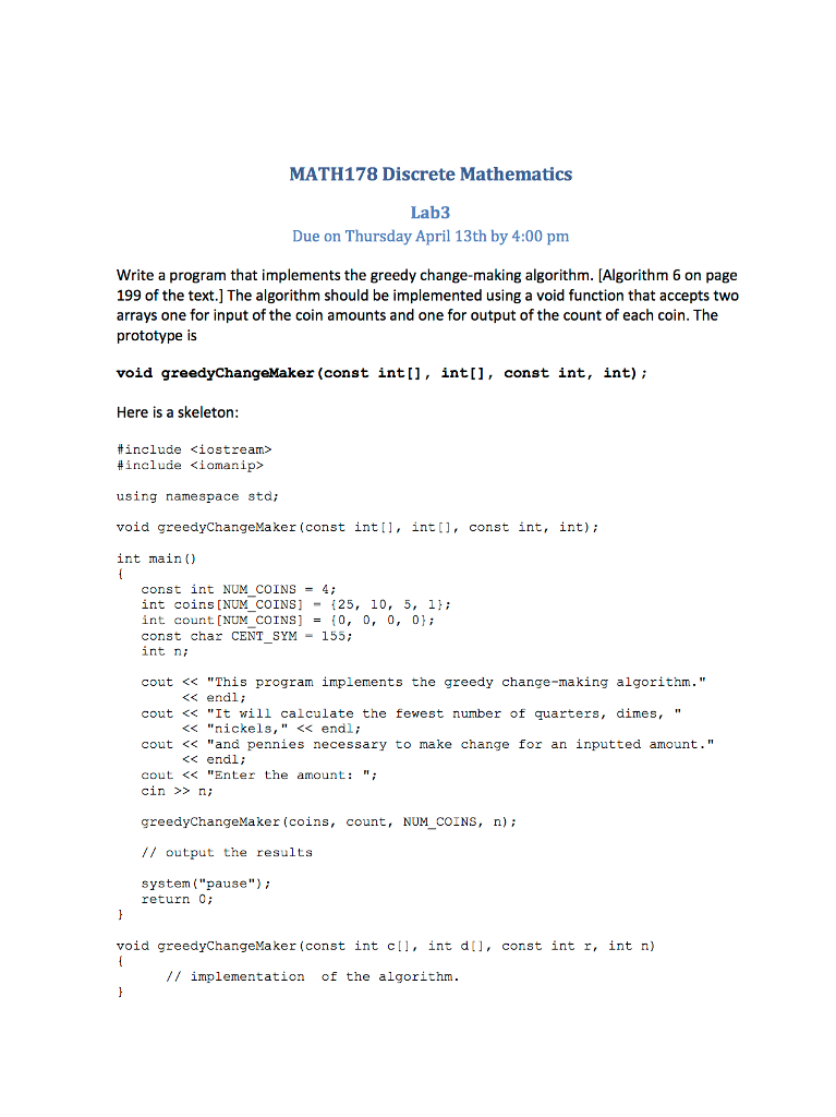 Solved 52. Use the greedy algorithm to make change using | Chegg.com