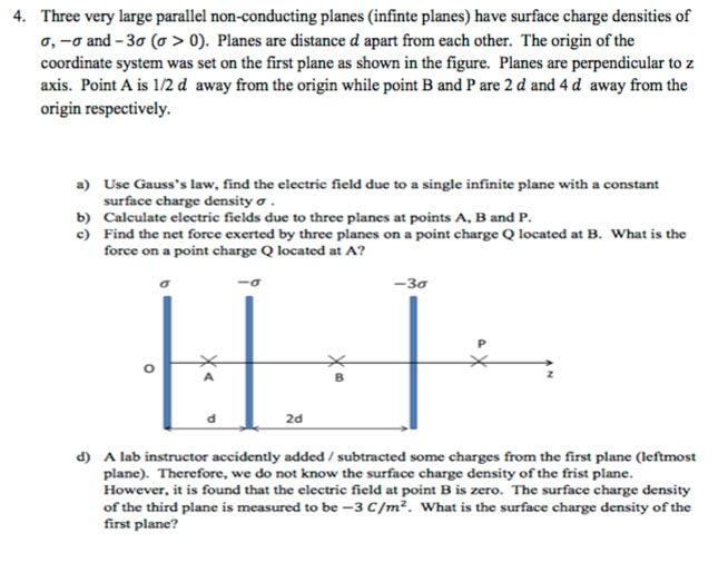 Solved Three very large parallel non-conducting planes | Chegg.com