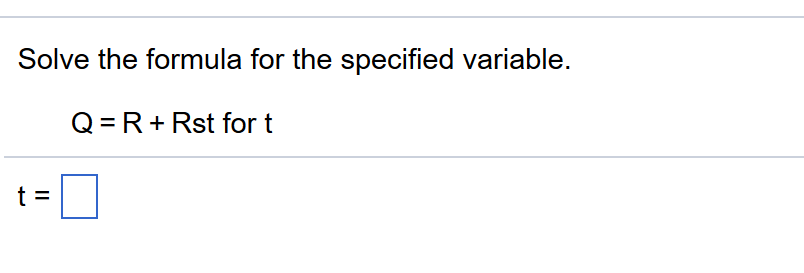 Solved Solve the formula for the specified variable Q R+Rst | Chegg.com