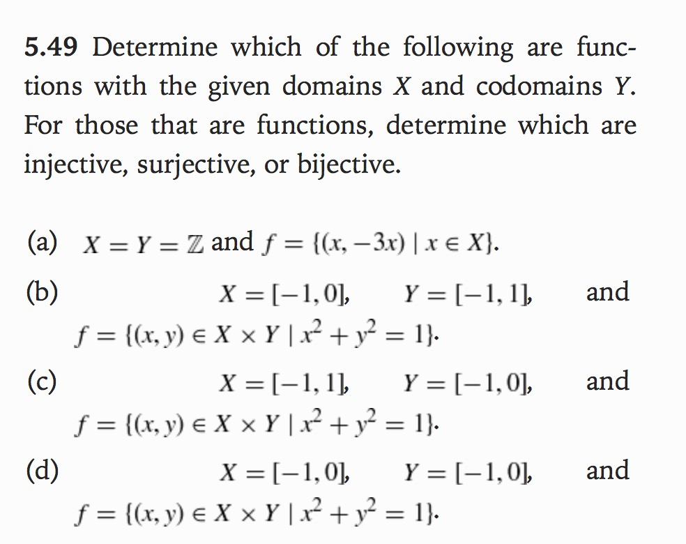 Solved 5.49 Determine which of the following are fund- tions | Chegg.com