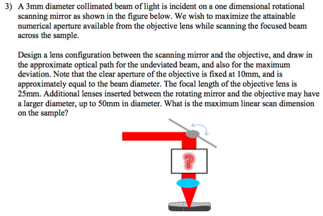 Solved 3) A 3mm diameter collimated beam of light is | Chegg.com
