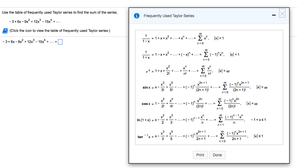 Solved Use the table of frequently used Taylor series to | Chegg.com