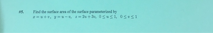 Solved Find the surface area of the surface parameterized by | Chegg.com