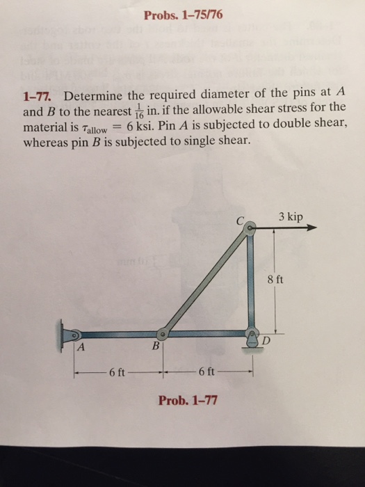 Solved Determine the required diameter of the pins at A and | Chegg.com