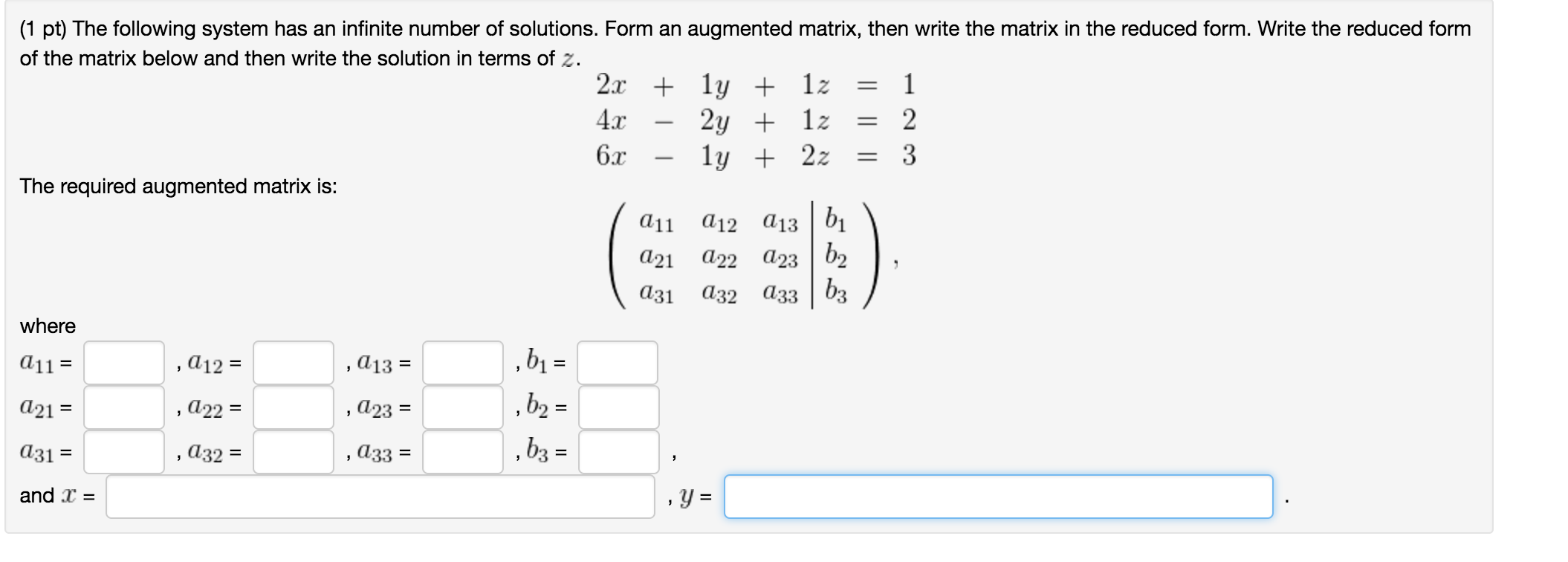 Solved (1 pt) The following system has an infinite number of | Chegg.com