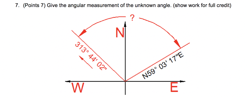 Solved 7. (Points 7) Give the angular measurement of the | Chegg.com