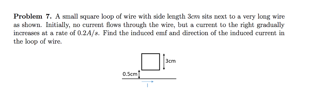 Solved Problem 7. A small square loop of wire with side | Chegg.com