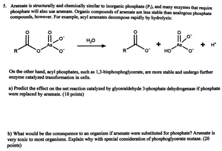 Solved Arsenate is structurally and chemically simialr to | Chegg.com
