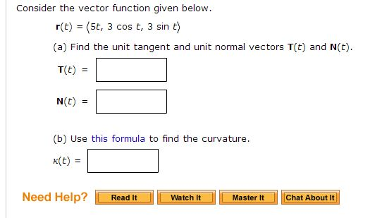 Solved Consider the vector function given below. r(t) = (5t, | Chegg.com