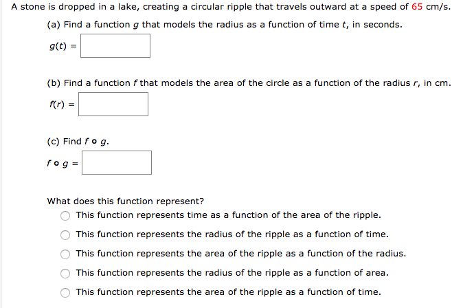 Solved (a) Find a function g that models the radius as a | Chegg.com
