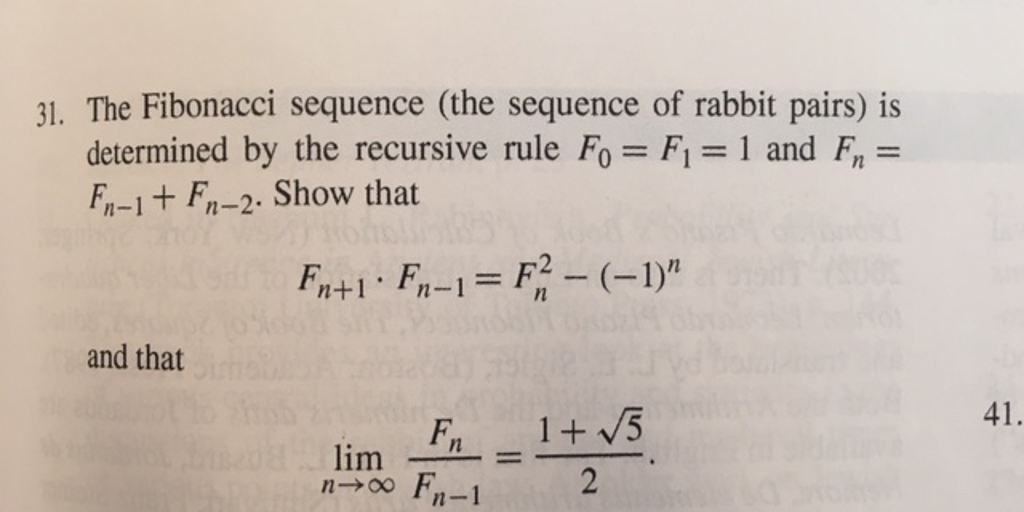 Solved The Fibonacci sequence (the sequence of rabbit pairs) | Chegg.com