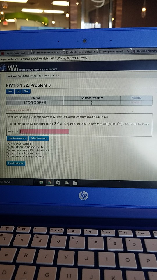 Solved nt Stud xMath x physical & Mathema integral of | Chegg.com