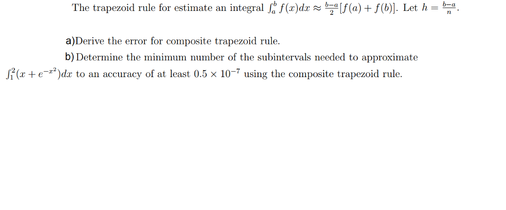 Solved The trapezoid rule for estimate an integral | Chegg.com