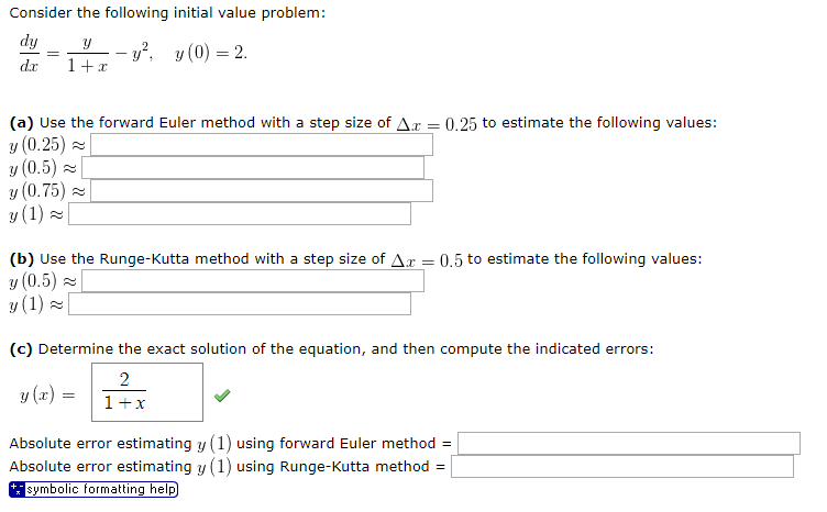 Solved Consider the following initial value problem: dy | Chegg.com