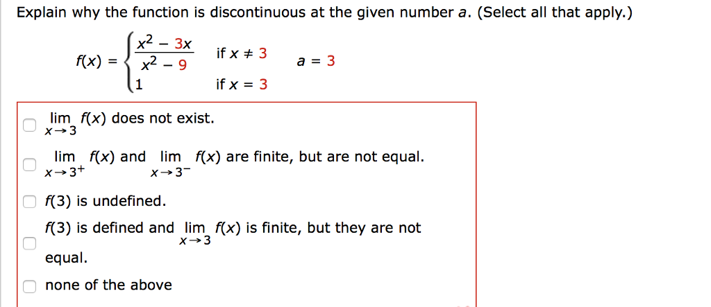 Solved Explain Why The Function Is Discontinuous At The