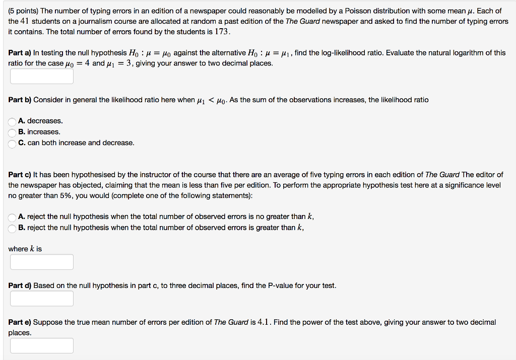 5 Points The Number Of Typing Errors In An Edition Chegg 5 Points The Number Of Typing Errors In An Edition Chegg