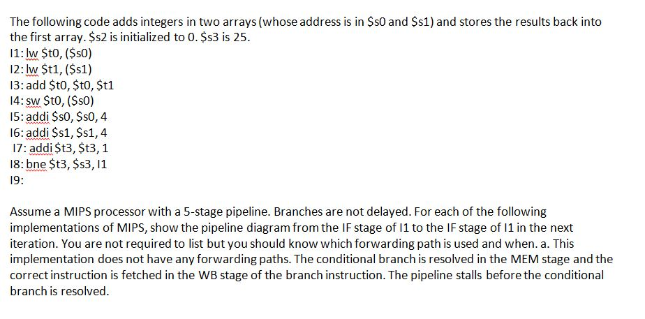Solved The following code adds integers in two arrays (whose | Chegg.com