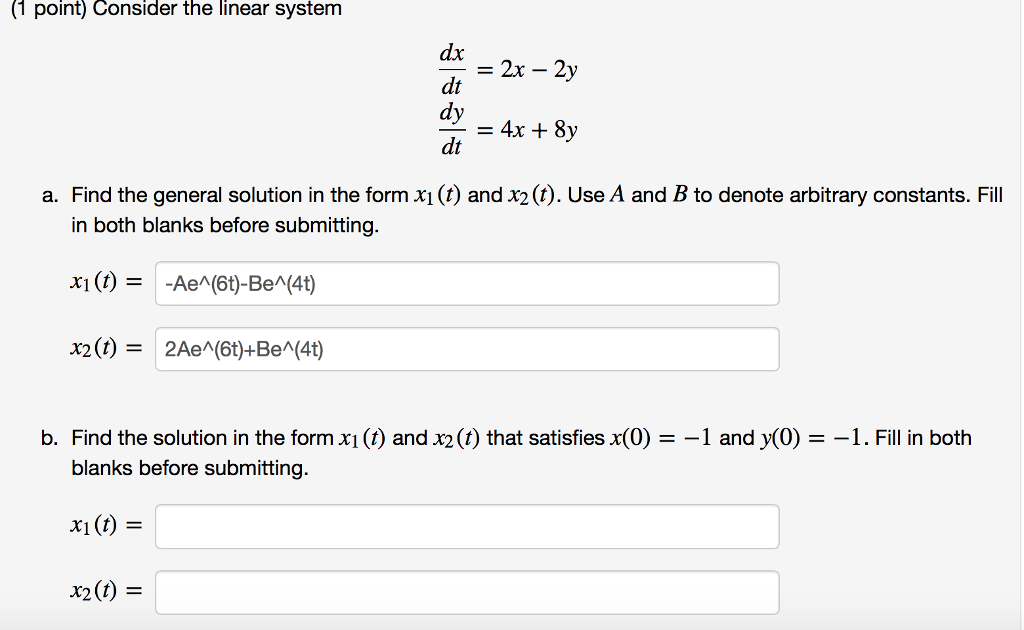 Solved Consider the linear system | Chegg.com