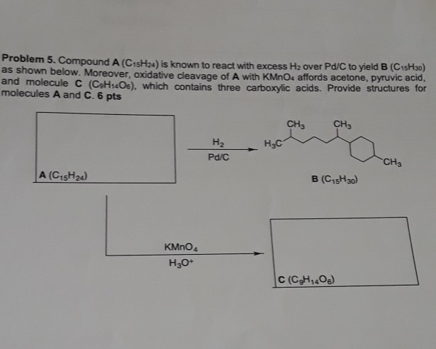 Solved A (CisH24) is known to react with excess H2 over Pd/C | Chegg.com
