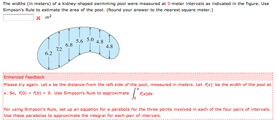The widths (in meters) of a kidney-shaped swimming | Chegg.com