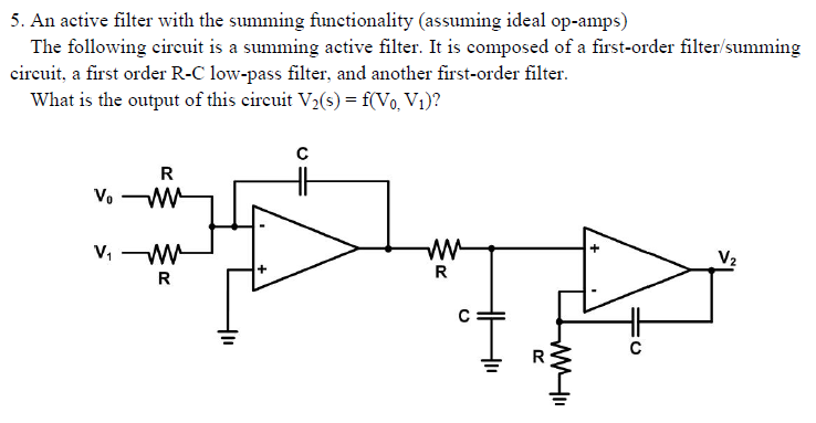 Solved 5. An active filter with the summing functionality | Chegg.com