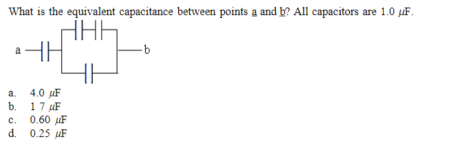 Solved What is the equivalent capacitance between points a | Chegg.com