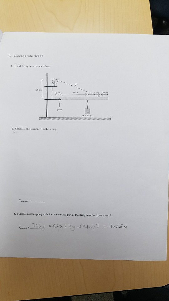 Solved D. Balancing a meter stick #3 1. Build the system | Chegg.com