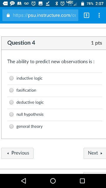 Solved e https://psu.instructure.com/cc 5 Question 3 1 pts I | Chegg.com