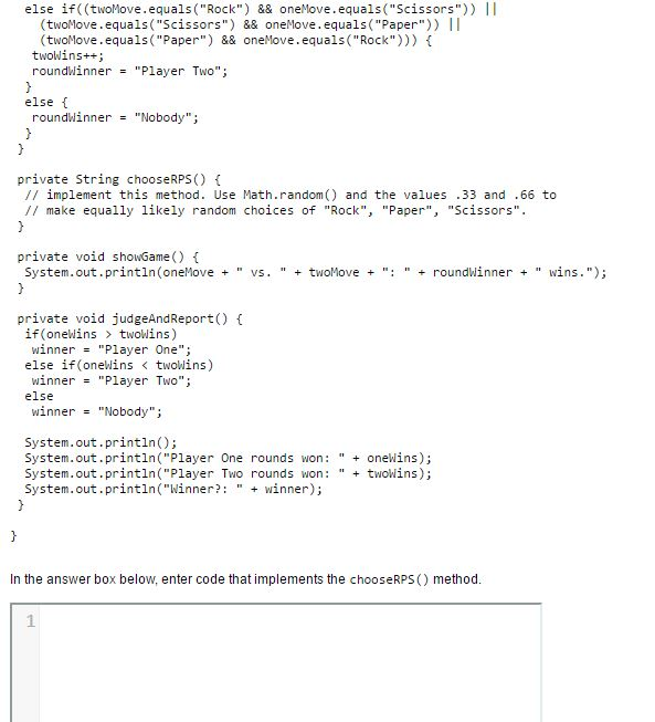 Solved 1.In the answer box below, enter code that implements | Chegg.com